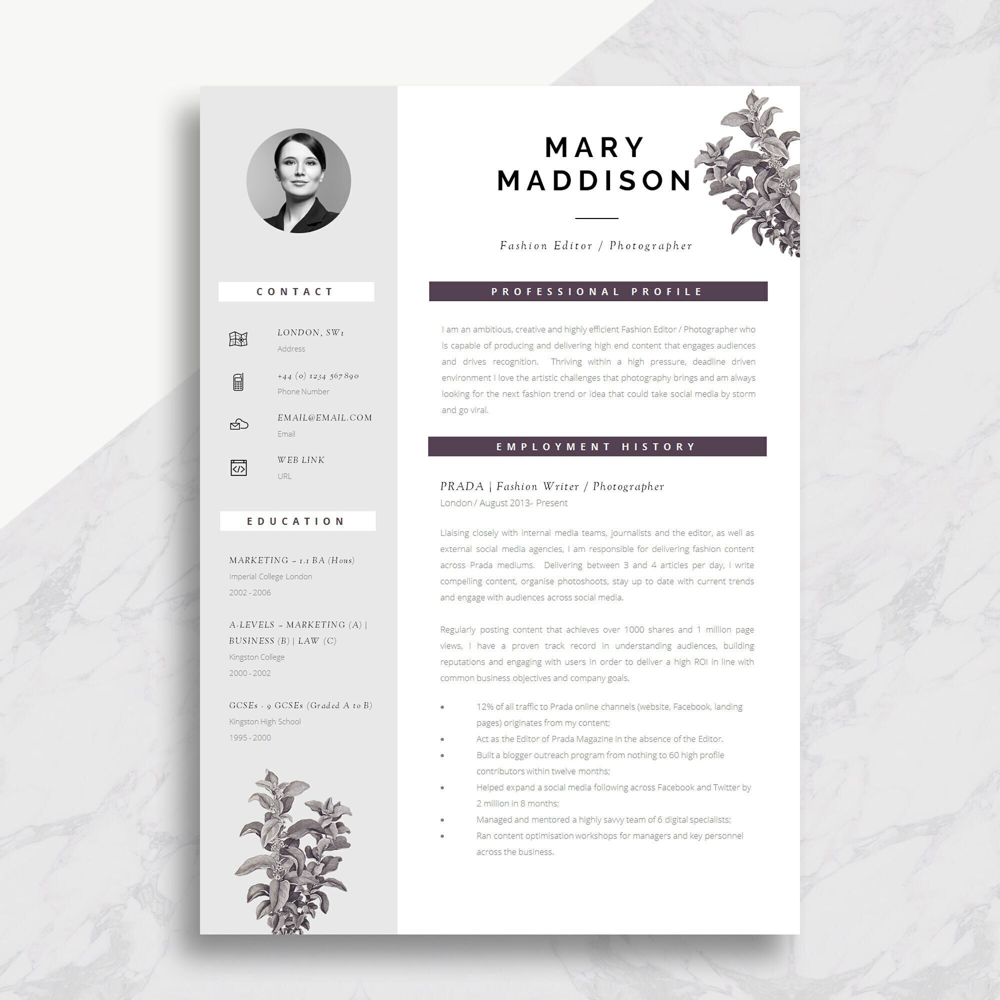 Easy to Edit Modern Resume Template for MS Word, Make Employers Notice ...