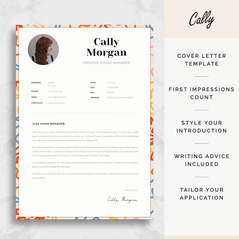 Bold CV Template With Border, Creative CV Template, Bright 1 Page ...
