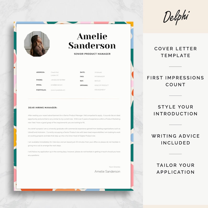 Resume Template With Colourful Border, Creative CV Template, Impactful ...