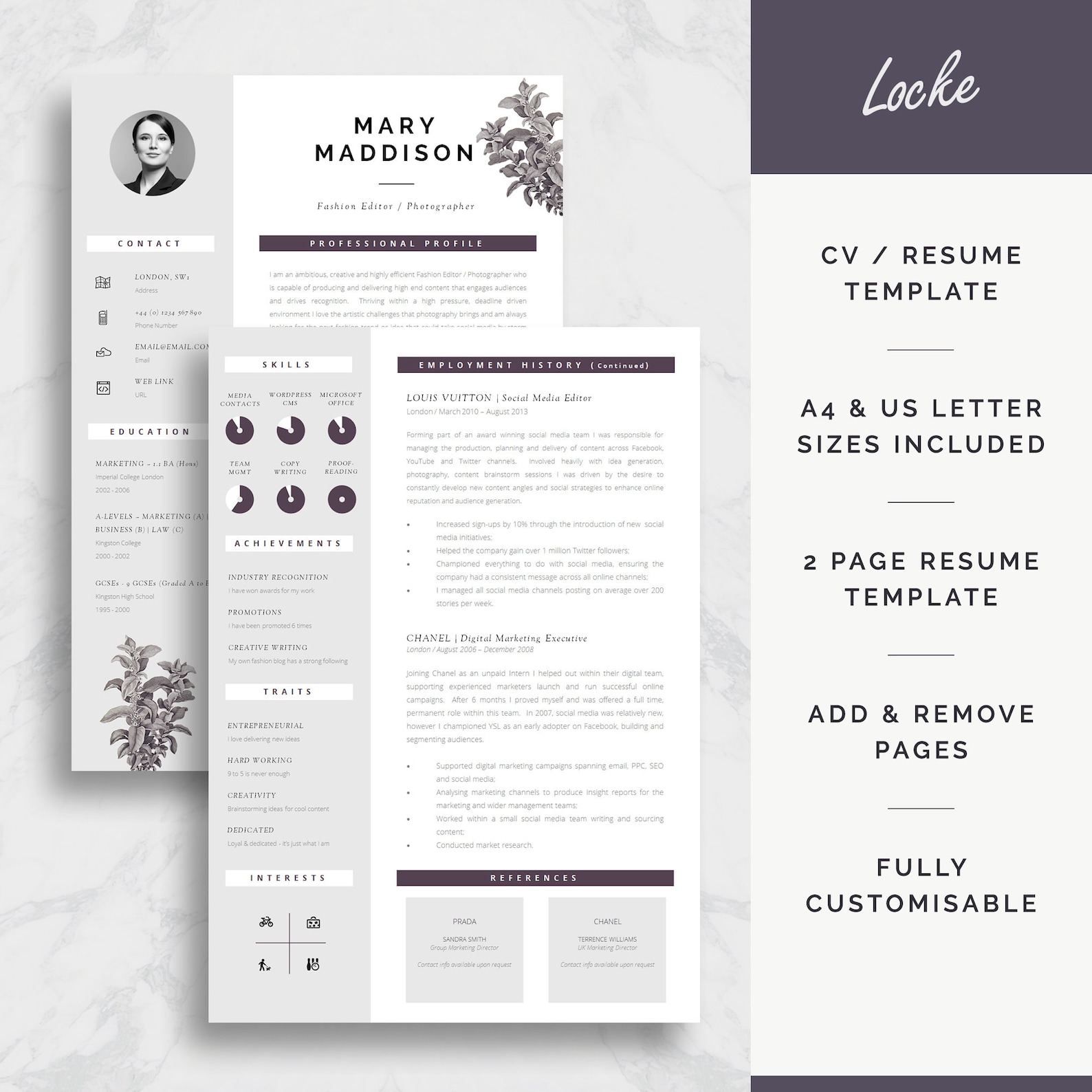 Easy to Edit Modern Resume Template for MS Word, Make Employers Notice ...