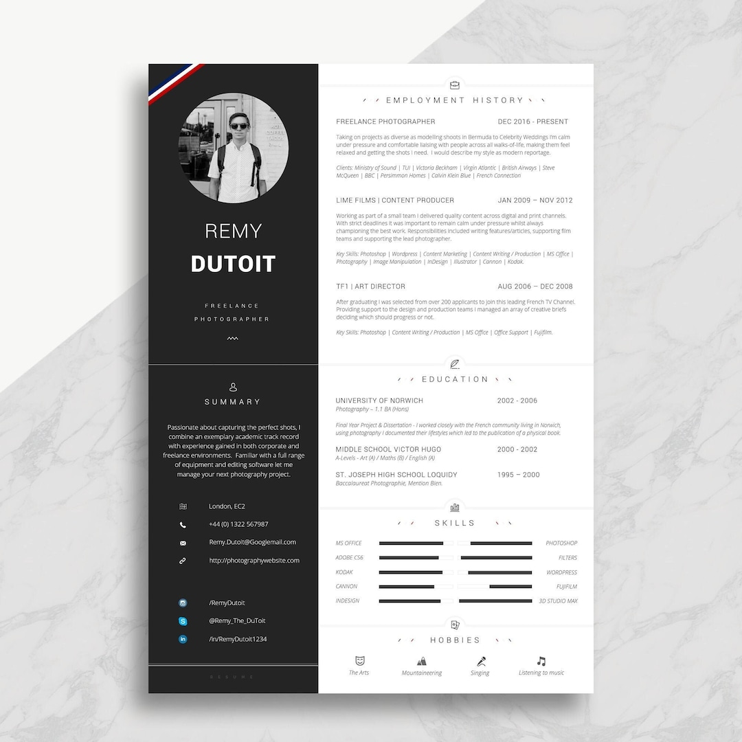 Creative Resume Template for Freelancers, Split Resume Template, Career ...