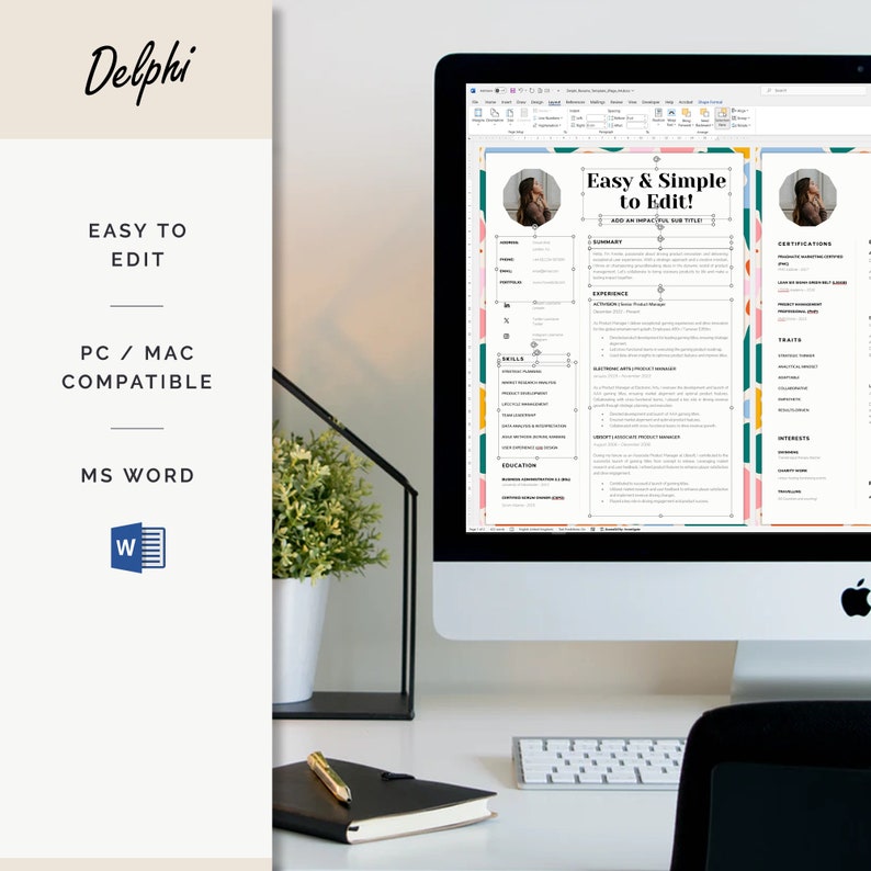Resume Template With Colourful Border, Creative CV Template, Impactful ...