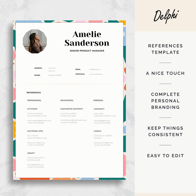 Resume Template With Colourful Border, Creative CV Template, Impactful ...