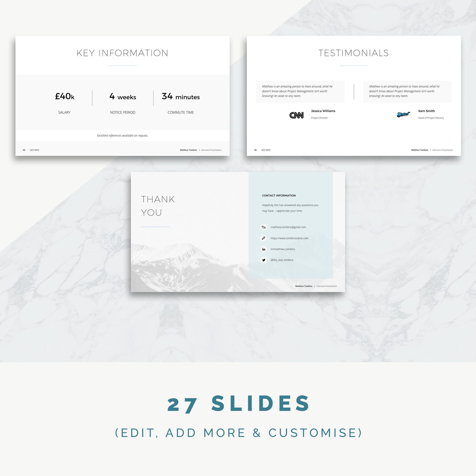 Job Interview Template / Powerpoint Presentation Template / | Etsy