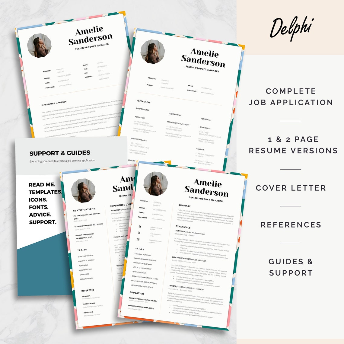 Resume Template With Colourful Border, Creative CV Template, Impactful ...