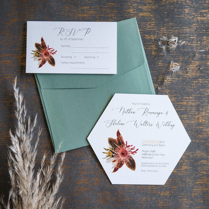 Australian Native Flowers Wedding Invitations Pink Waratah - Etsy