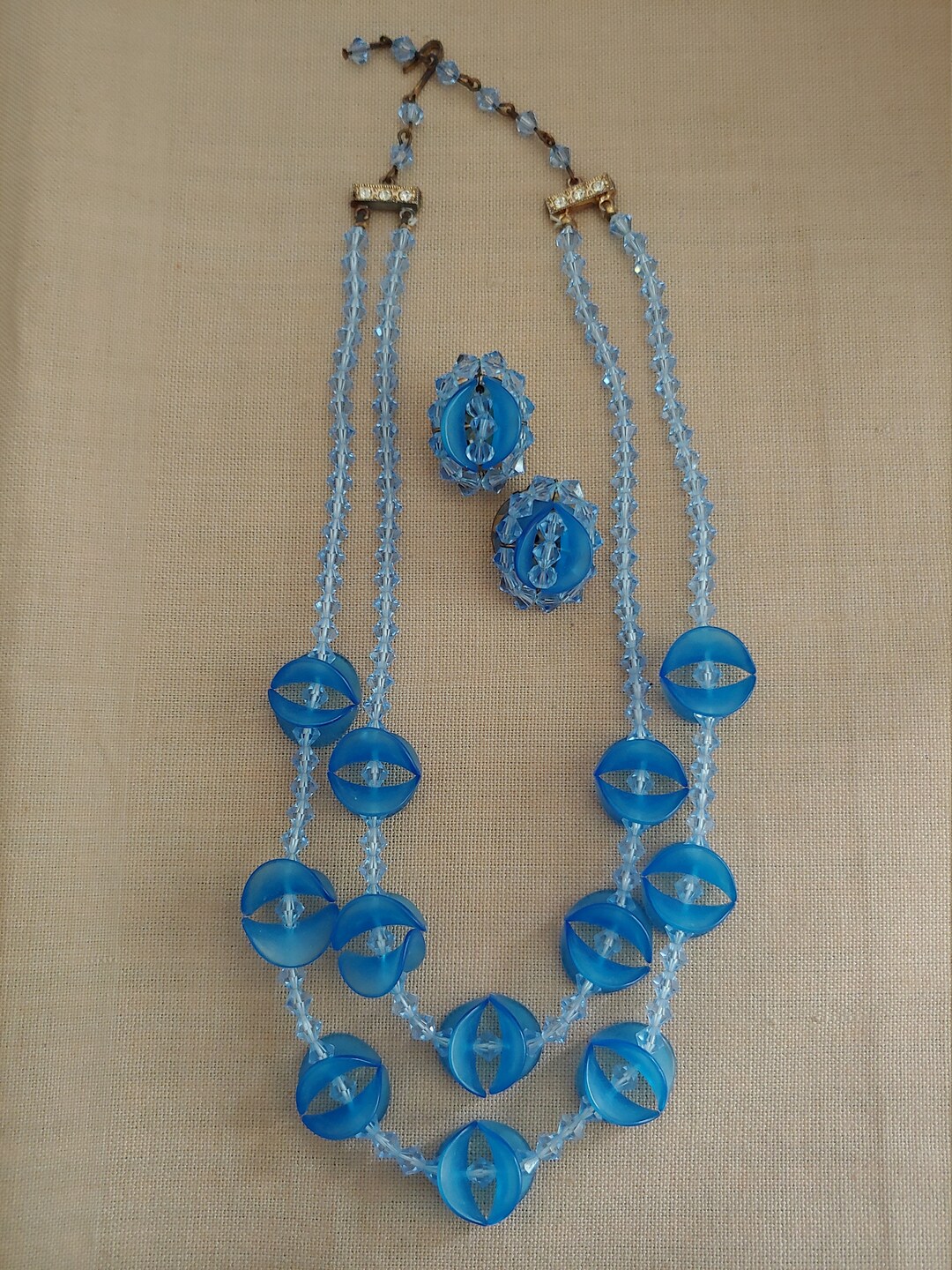 Vintage Ripple Bead Necklace and Earrings Set - Etsy