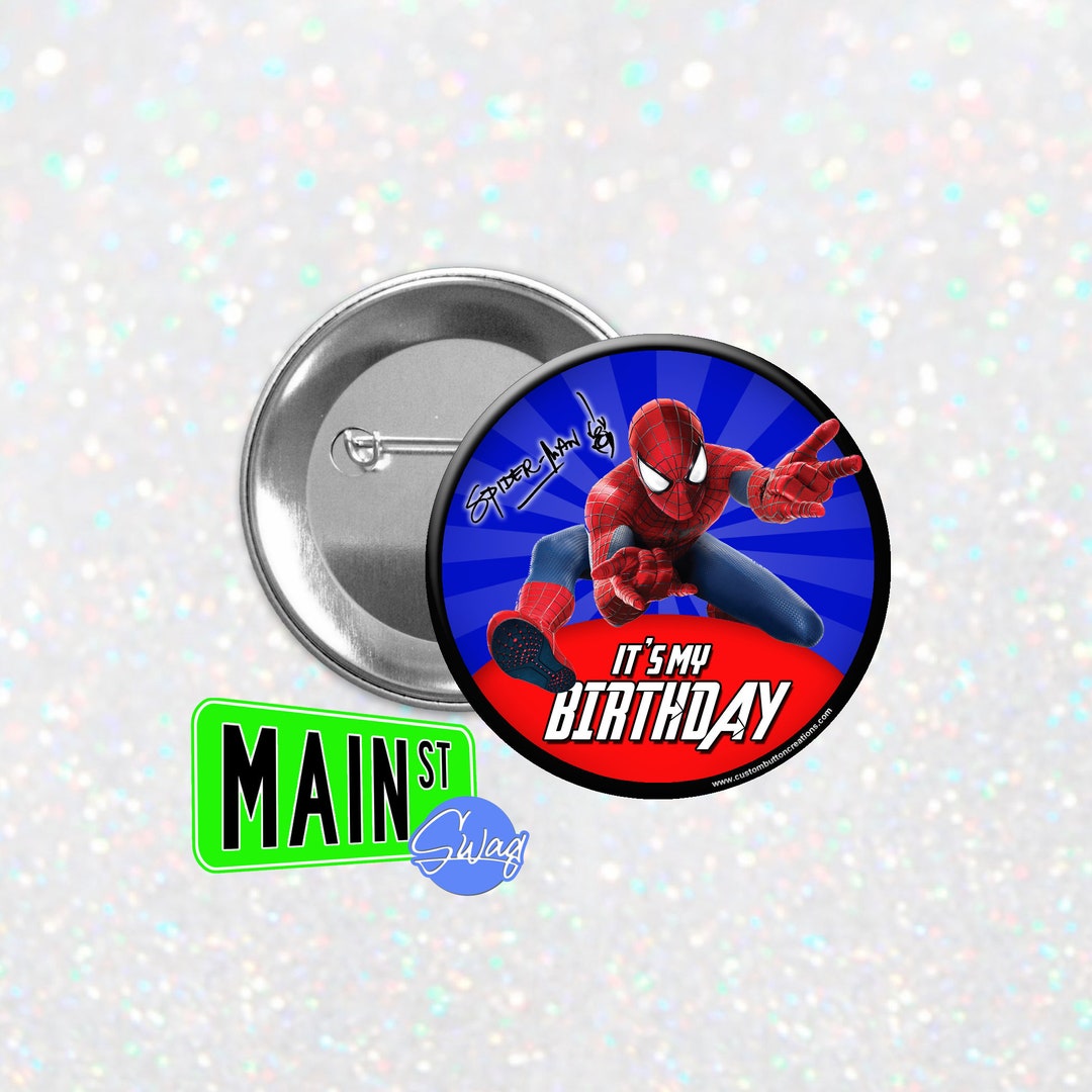 Marvel Inspired Spiderman Style - Birthday Button - Customizable 3 Inch ...