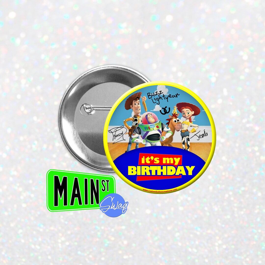 Pixar Inspired Toy Story Style Birthday Button Customizable 3 Inch ...