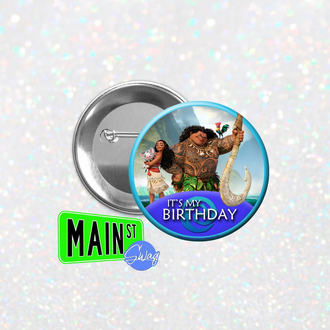 Disney Inspired Moana Style - Birthday Button - Customizable 3 Inch ...