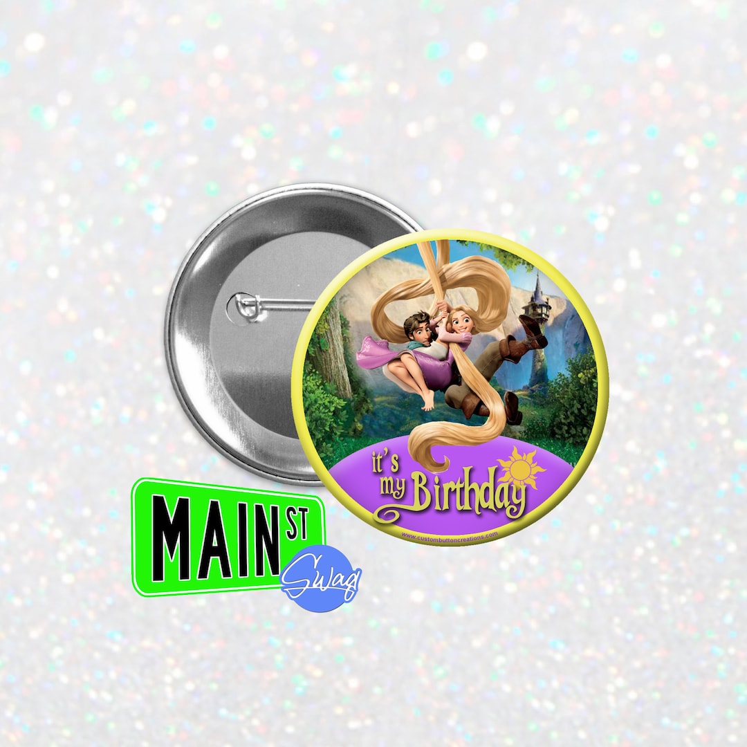 Disney Inspired Tangled Style - Birthday Button - Customizable 3 Inch ...