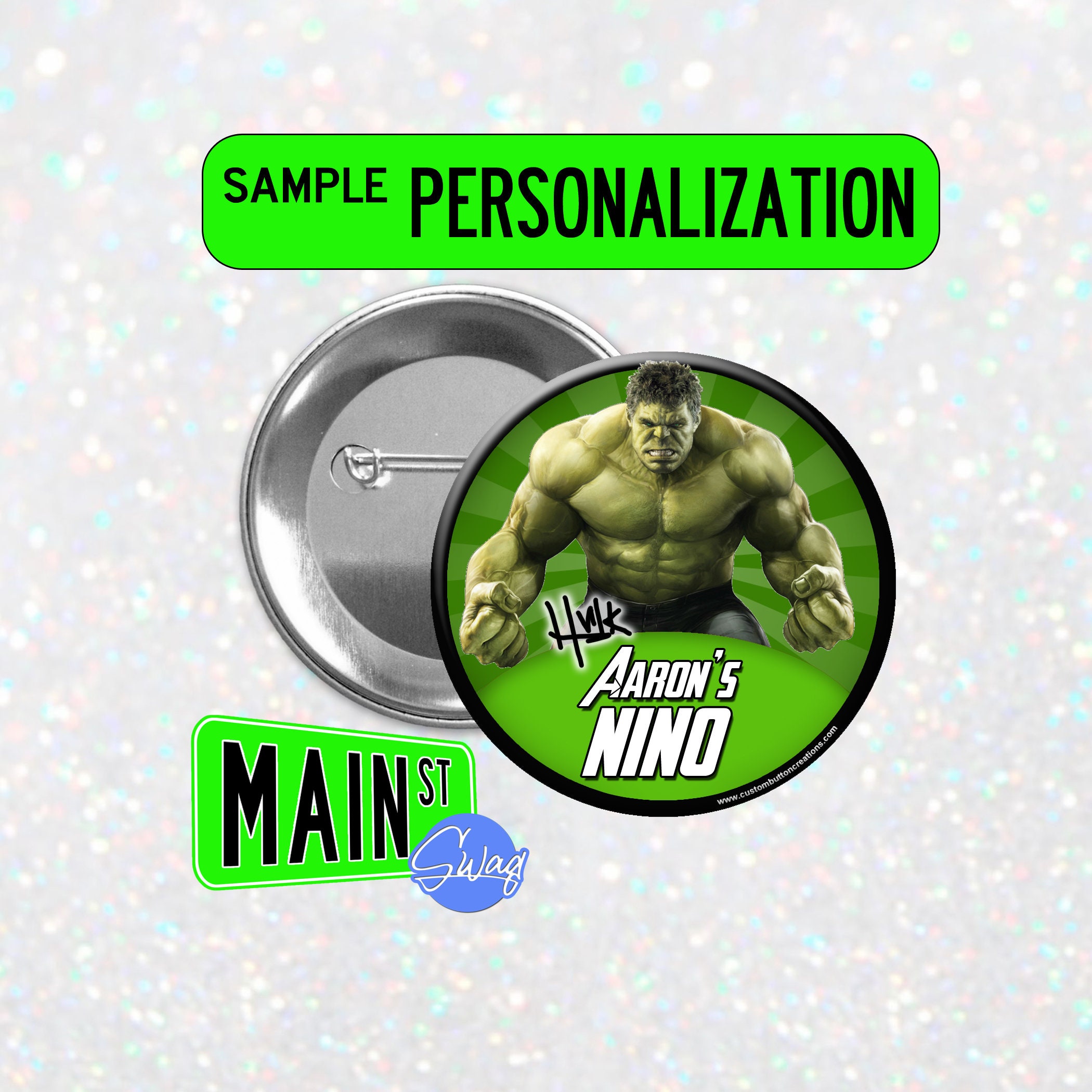 Marvel Inspired the HULK Style - Birthday Button - Customizable 3 Inch ...