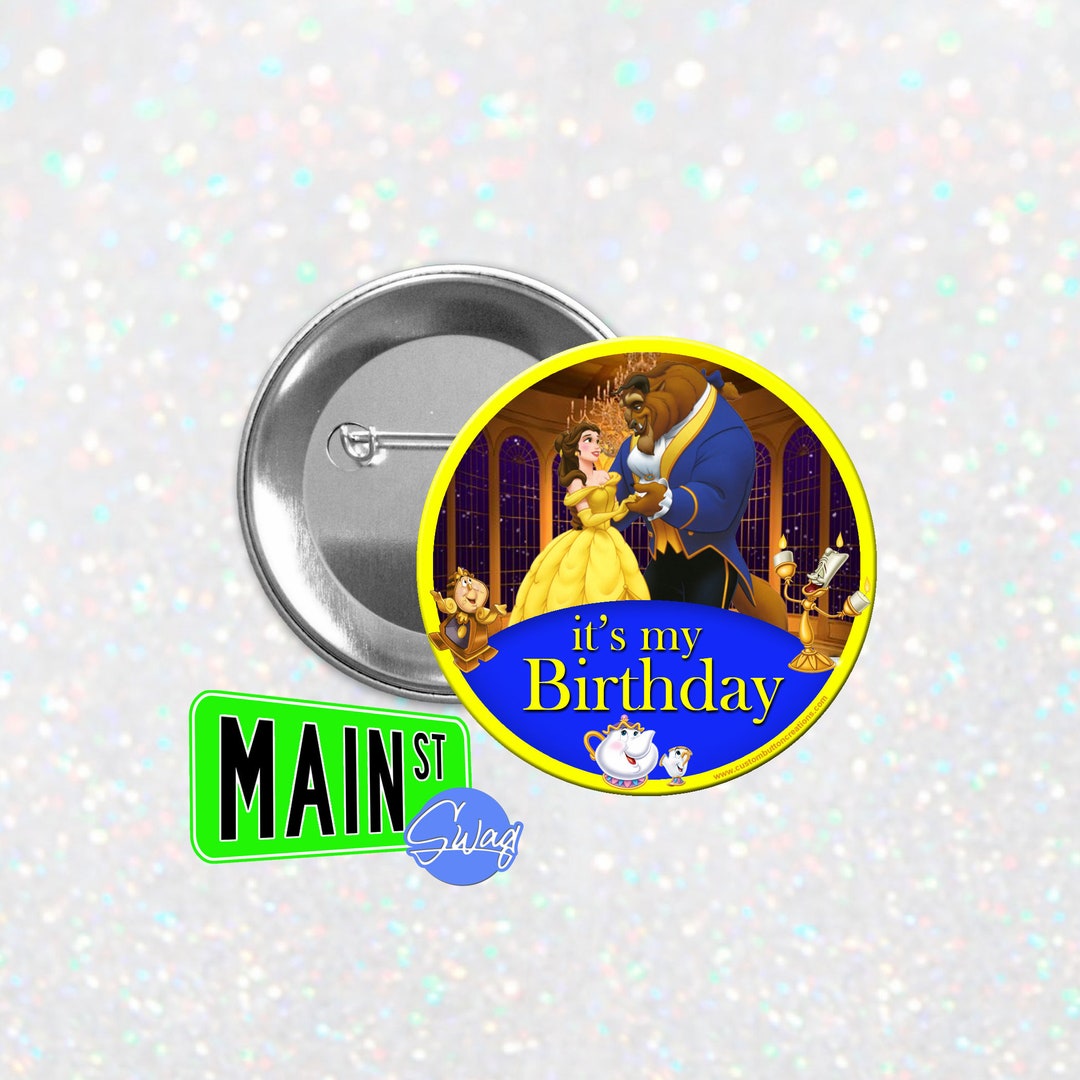 Disney Inspired Beauty and the Beast Style - Birthday Button ...