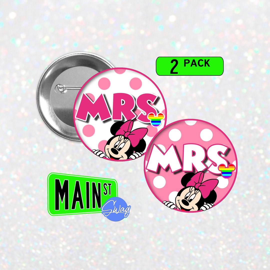 Mrs. and Mrs. Disney Inspired Minnie Mouse PRIDE Design Buttons ...