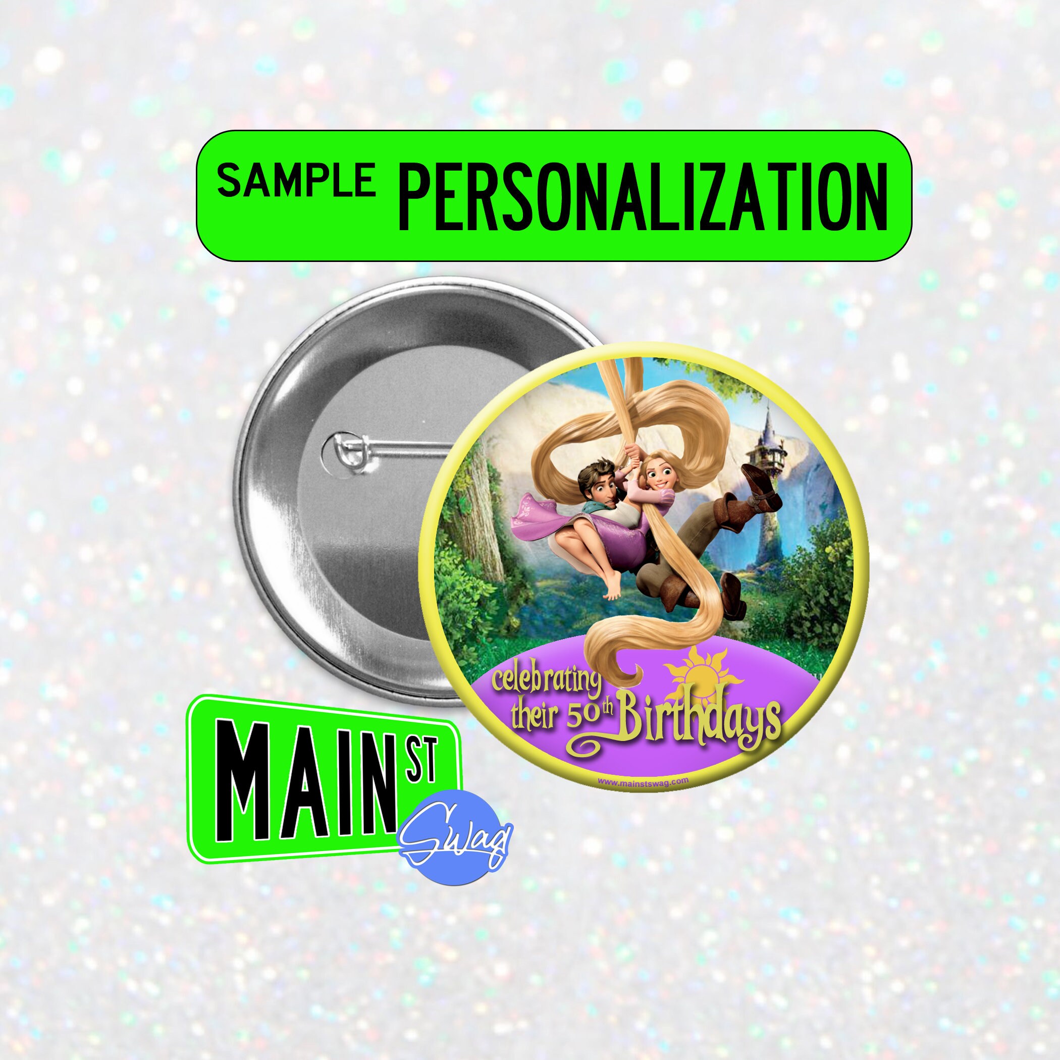 Disney Inspired Tangled Style - Birthday Button - Customizable 3 Inch ...
