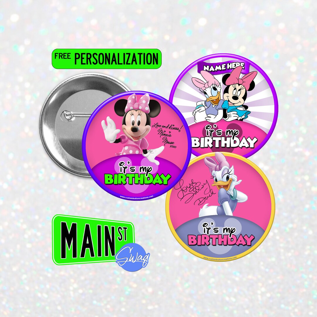 Disney Inspired Character Buttons - Birthday Button - Minnie Mouse or ...