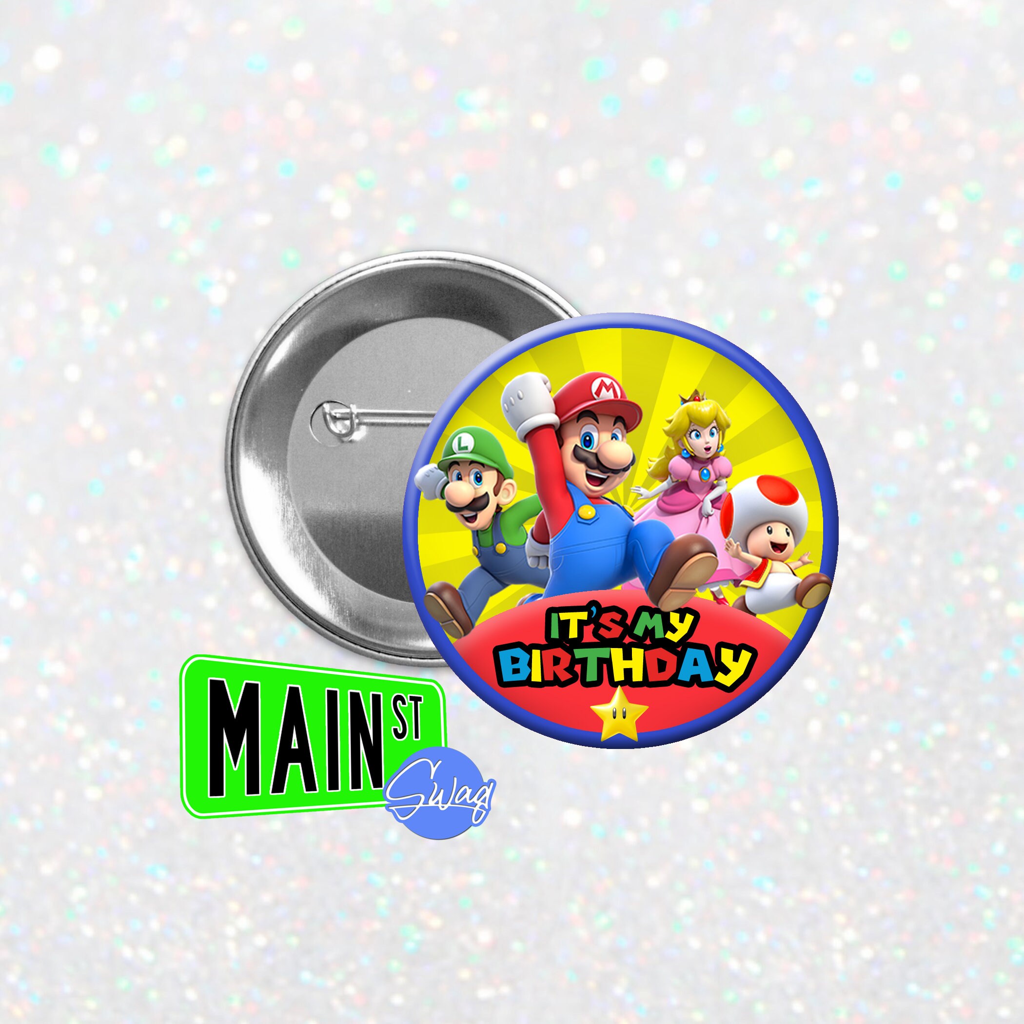 Nintendo Inspired Super Mario Brothers - Birthday Buttons ...