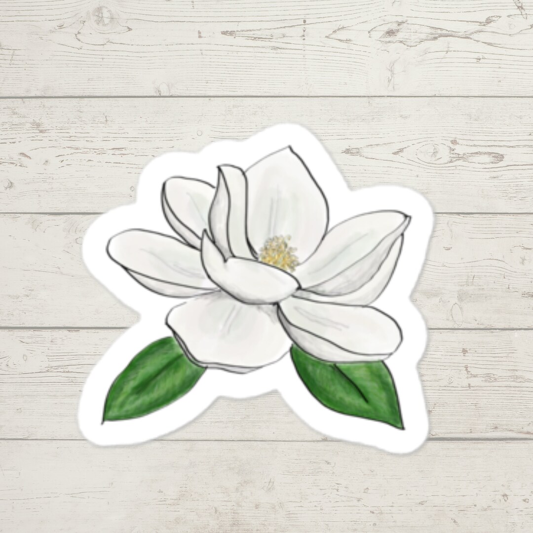 Southern Magnolia Flower Sticker | Floral Decal for Laptop, Tumbler ...
