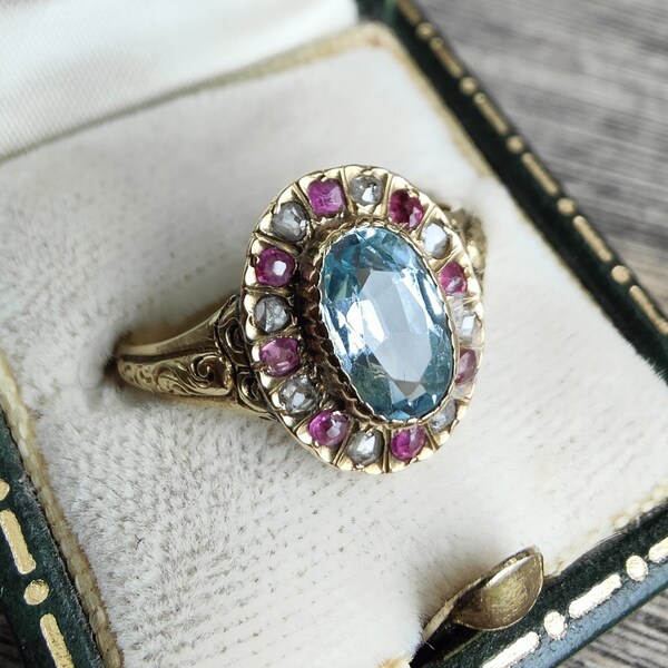 Aquamarine Ruby Ring - Etsy