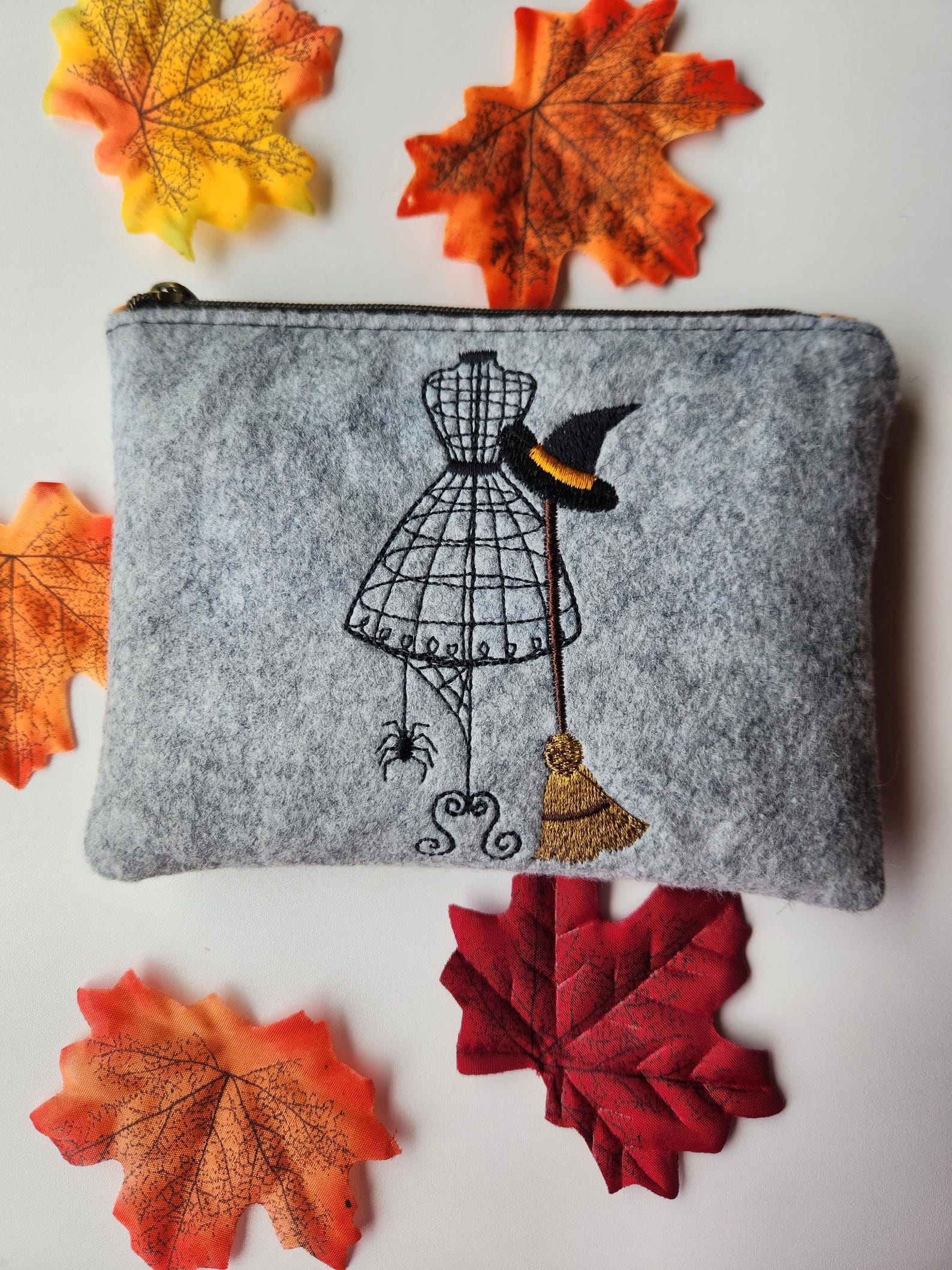 Embroidered Wool Felt Zipper Pouch - Dress Form Witch - Etsy