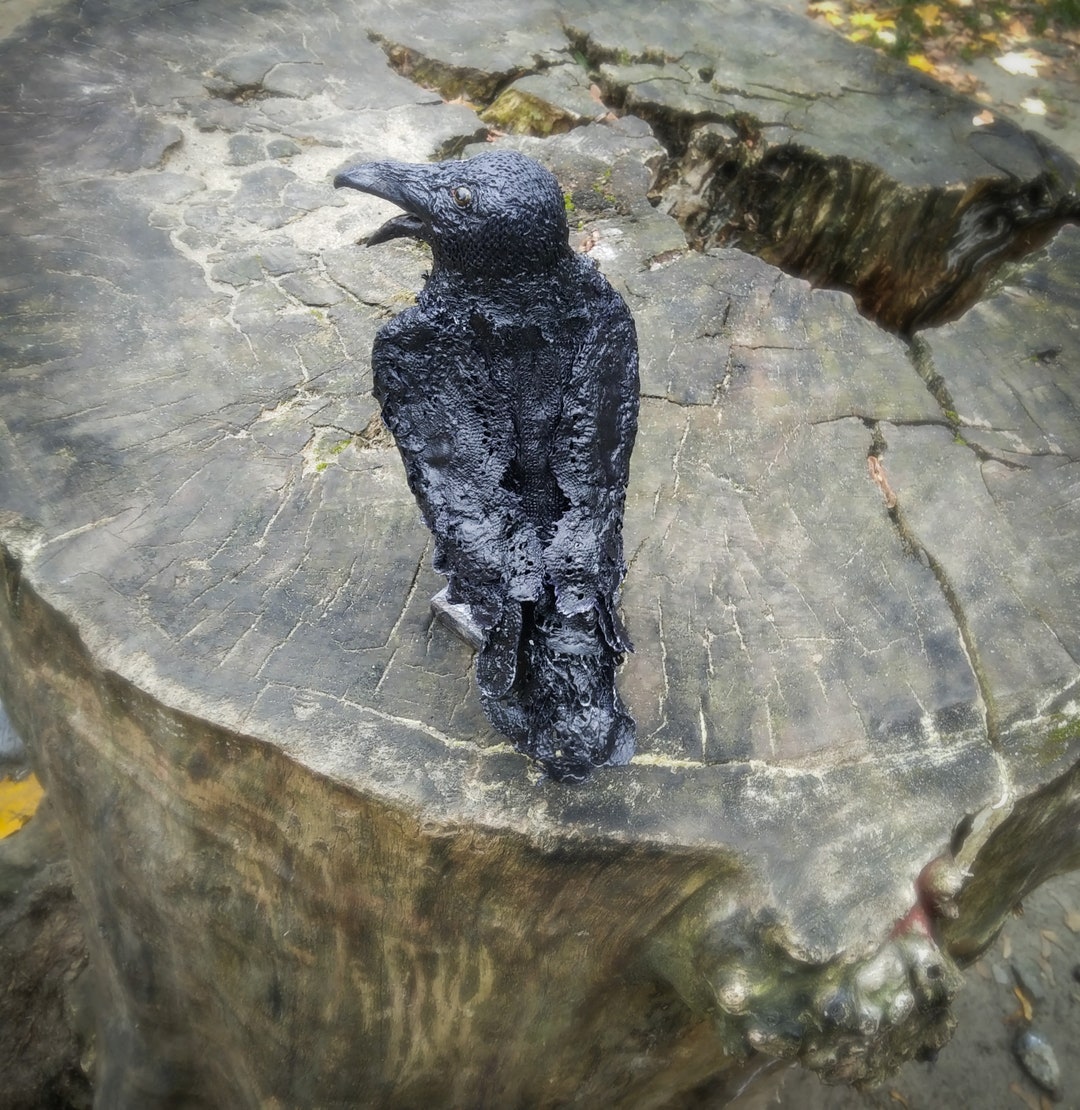 Black Raven Nature Sculpture From Paper-mache and Fabric | Custom Bird ...