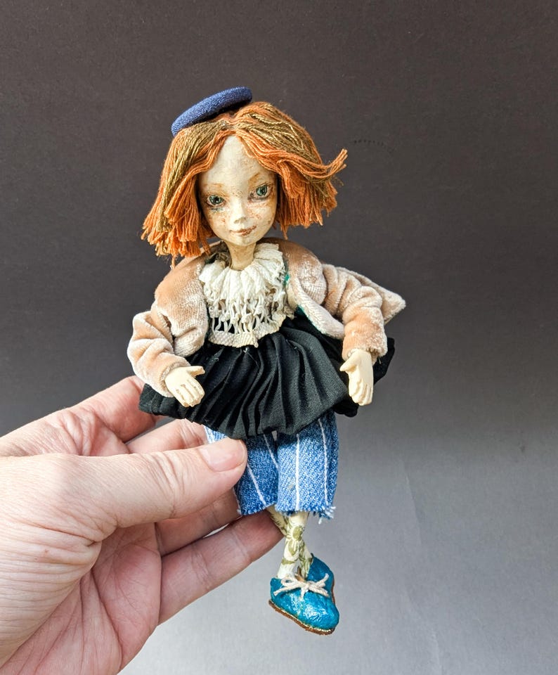 Girl Sitting Figurine 1:12 Scale, One-of-a-kind Doll Miniature for ...