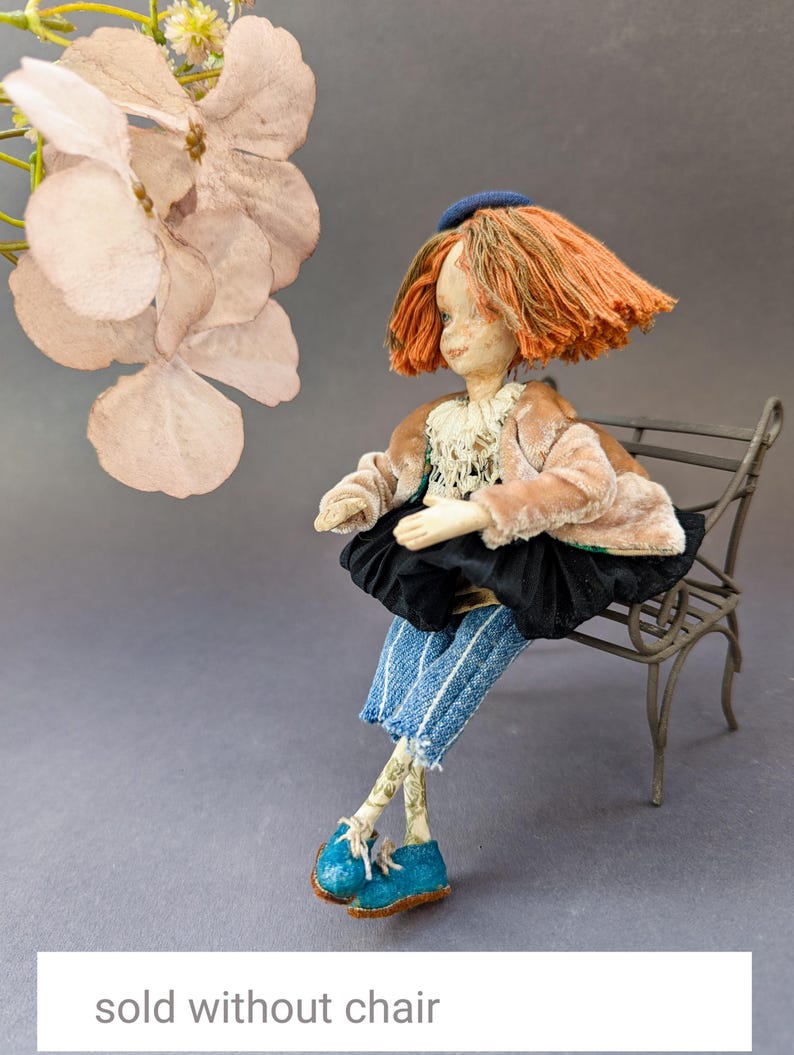 Girl Sitting Figurine 1:12 Scale, One-of-a-kind Doll Miniature for ...