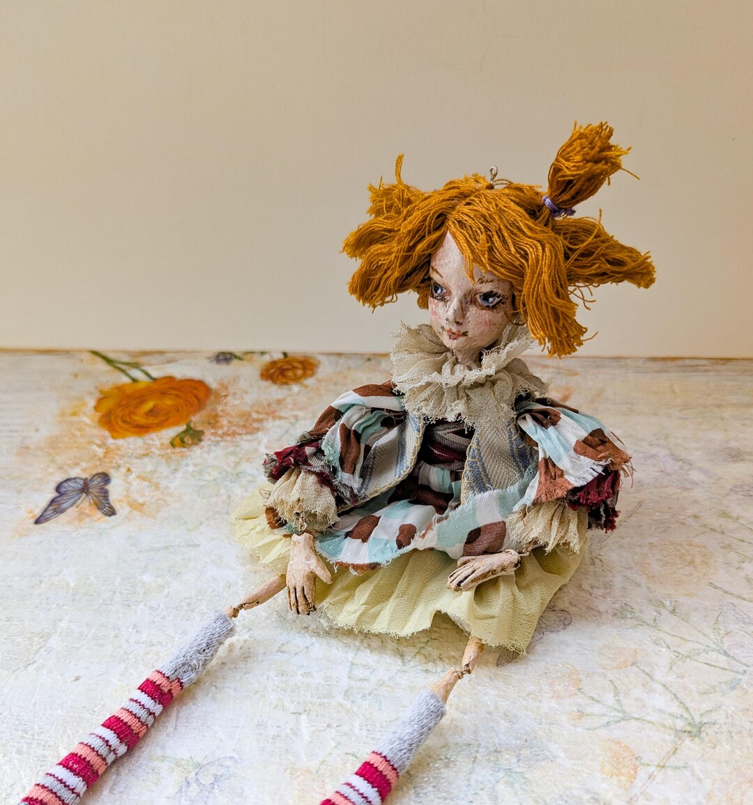 Miniature Papier Mache Hanging Puppet: BJD Doll Art, Collectible Decor ...