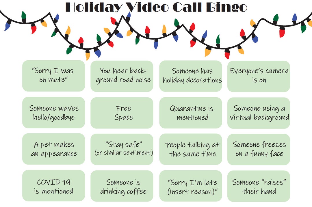 Holiday Video Call (or Meeting) Bingo - Etsy