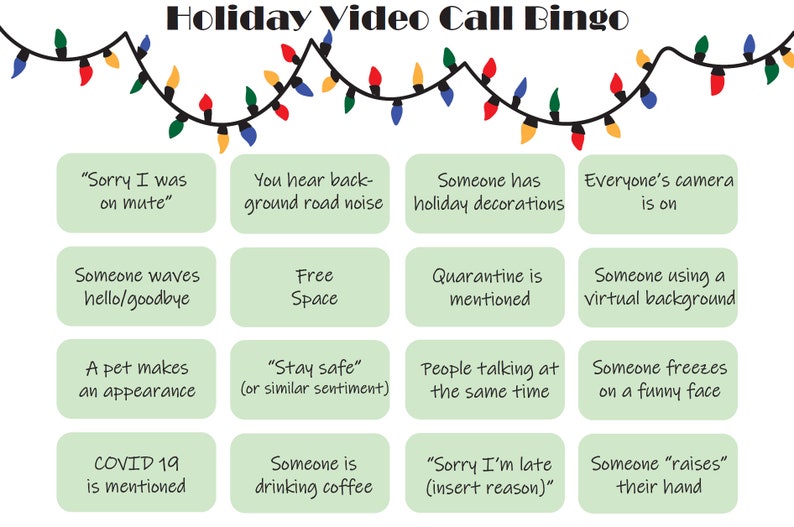 Holiday Video Call (or Meeting) Bingo - Etsy