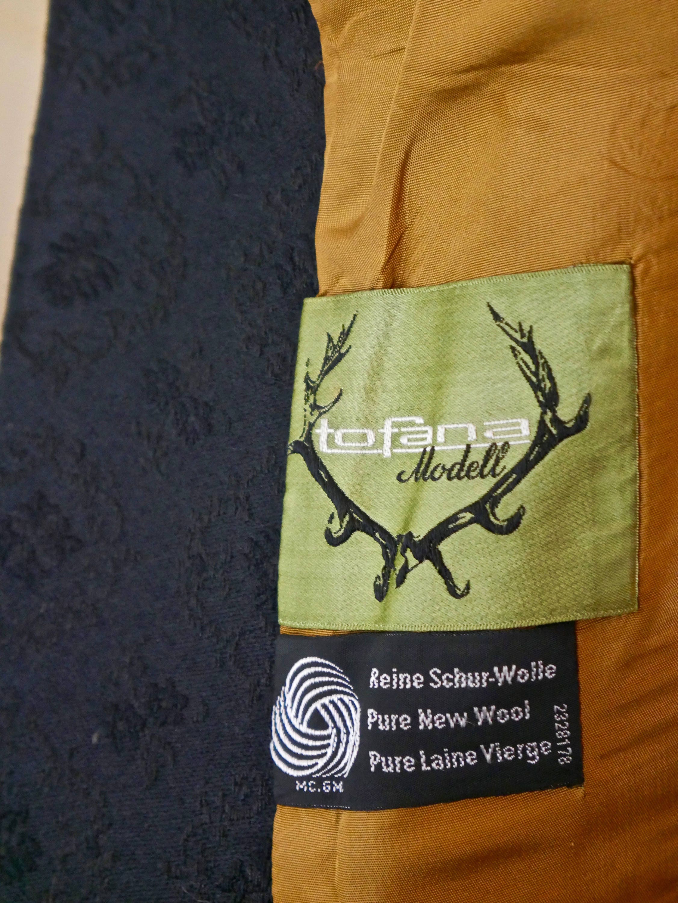 German Vintage Trachten Blazer Black-on-black Wool Elegant - Etsy