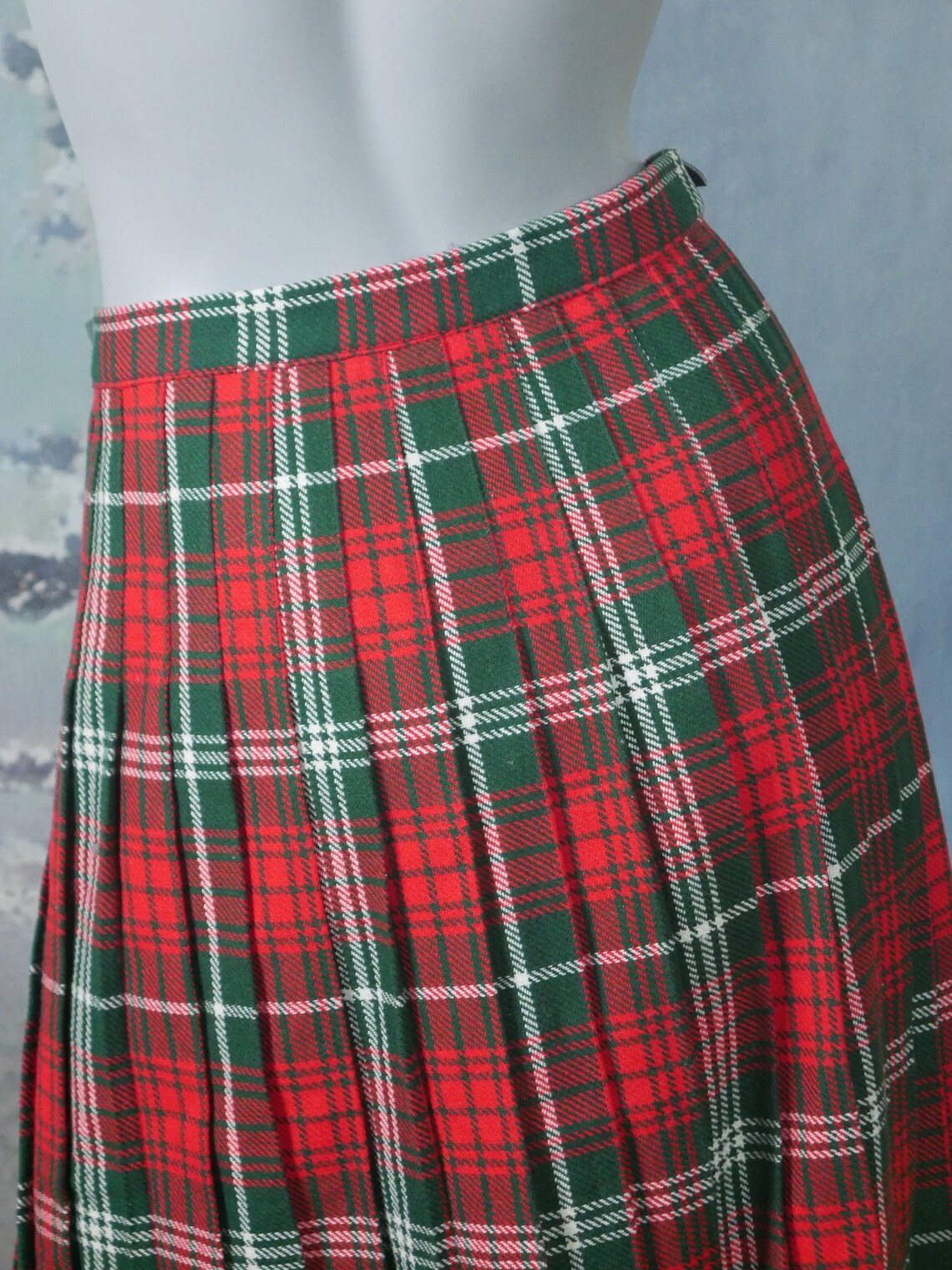 Women's Kilt British Vintage Red Dark Green & White - Etsy