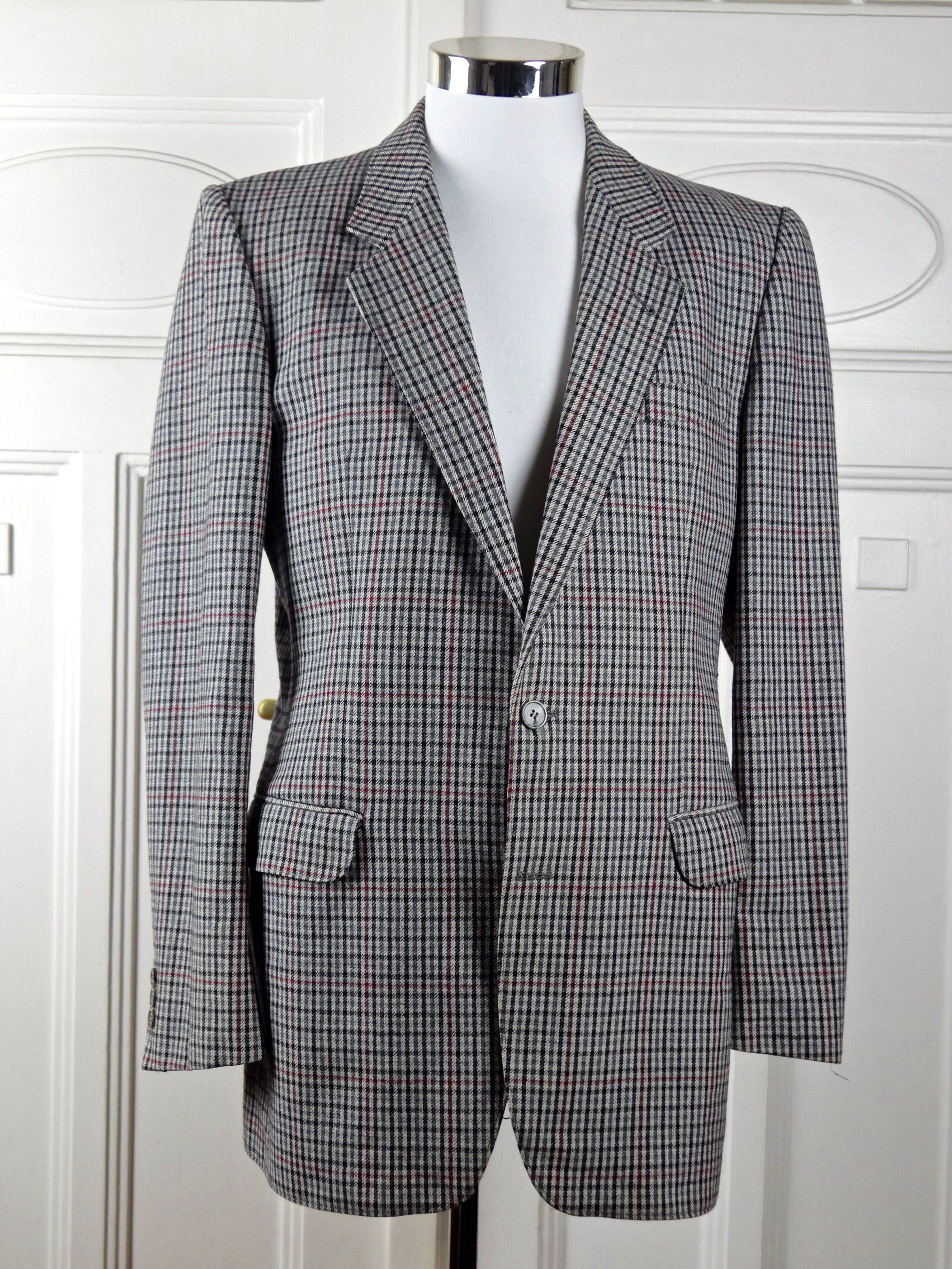 Men's Vintage Blazer Gun Club Check Wool-blend - Etsy
