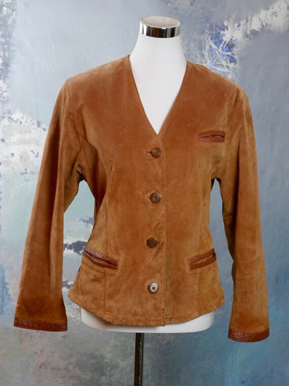 1980s Brown Suede Jacket, Danish Vintage Genuine Pigs… - Gem