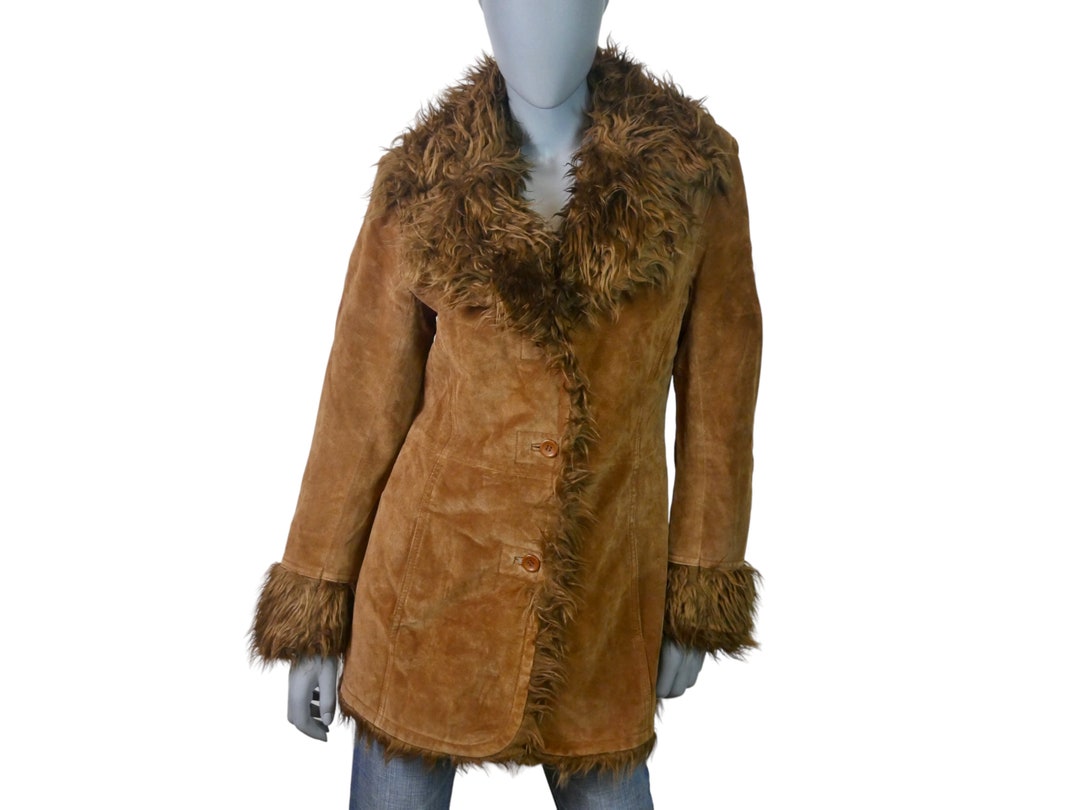 Penny Lane Coat, 90s European Vintage Rust Ruddy Brown Suede Long ...