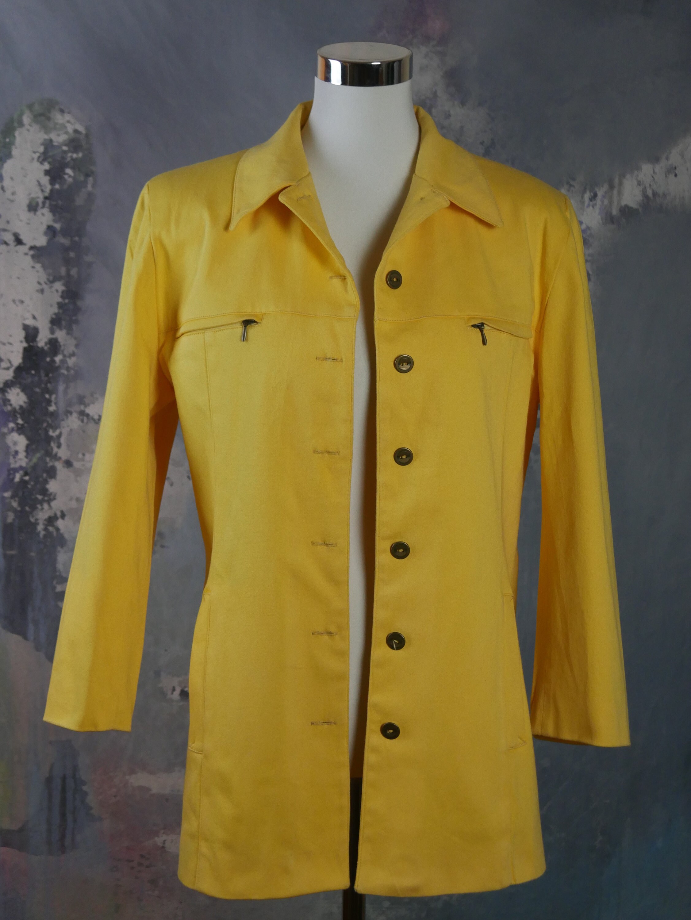 Yellow Jacket 1990s European Vintage Cotton Spring Coat: Size | Etsy