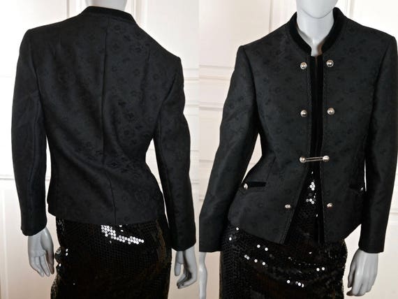 German Vintage Trachten Blazer Black-on-black Wool Elegant | Etsy