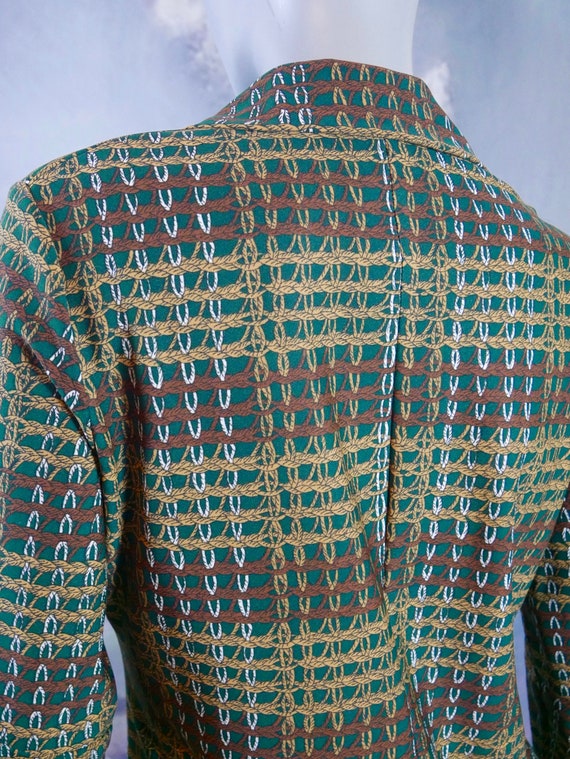 1970s Swedish Vintage Green Wide Dagger Collar Dress … - Gem