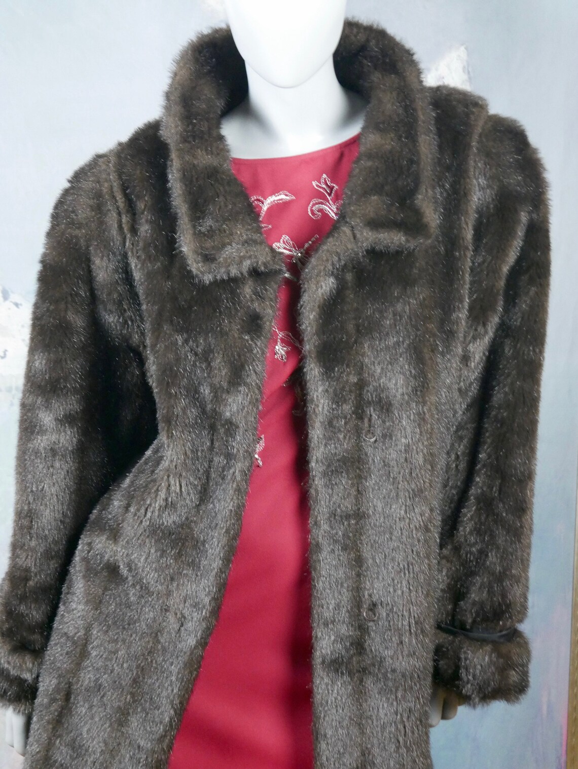 Mink Faux Fur Coat European Vintage Long Fake Fur Coat: Size - Etsy