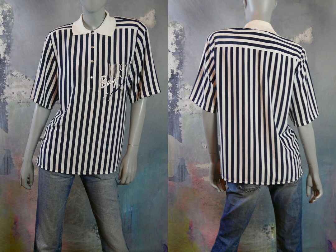 90s Vintage Sailor Blouse, Large, Size 14 USA, European Vintage Navy ...