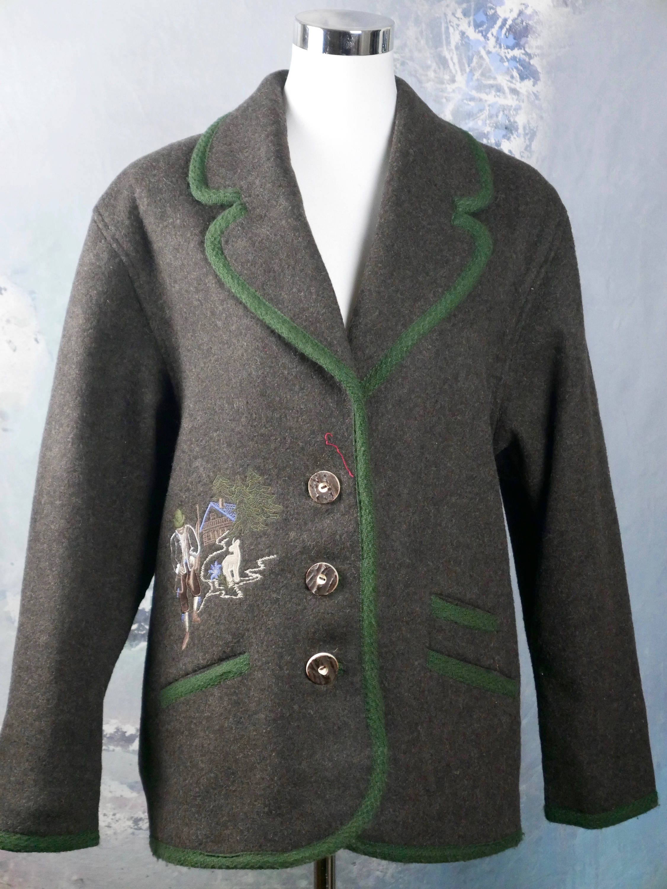 Austrian Vintage Trachten Jacket Women's Wool Bavarian - Etsy