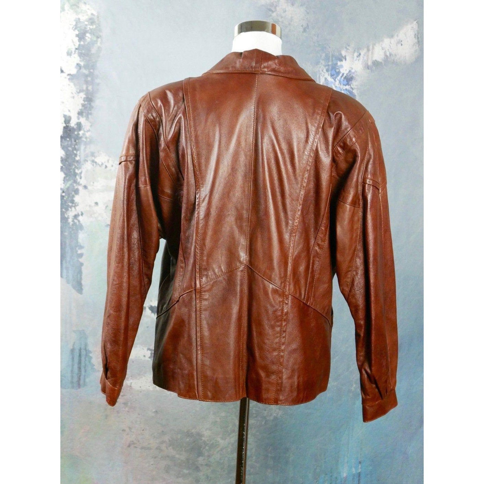 80s Vintage Leather Jacket Retro Brown Soft Genuine Leather | Etsy