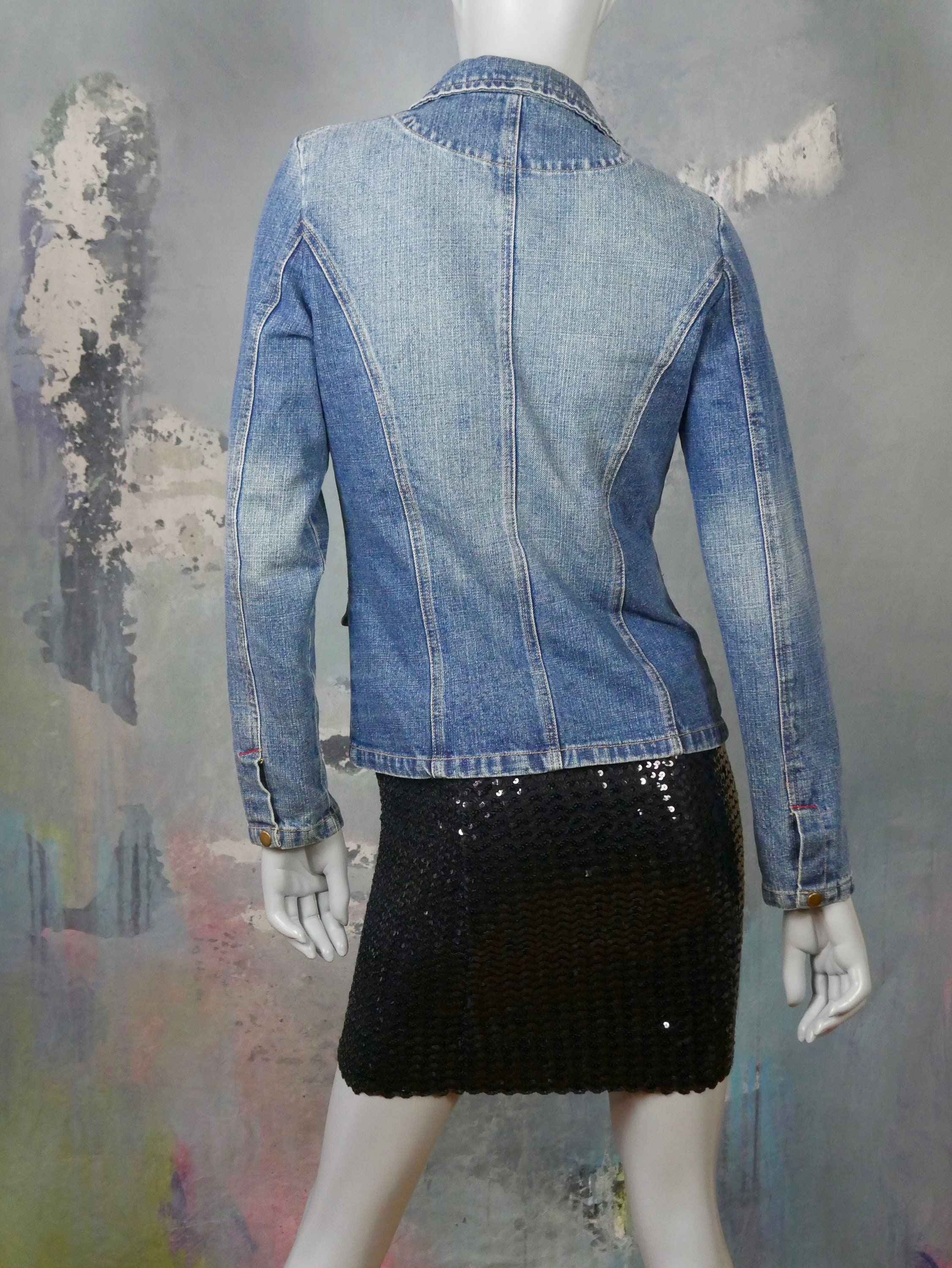 1990s Denim Jacket Spanish Vintage Blue Jeans Jacket: Size 6 - Etsy