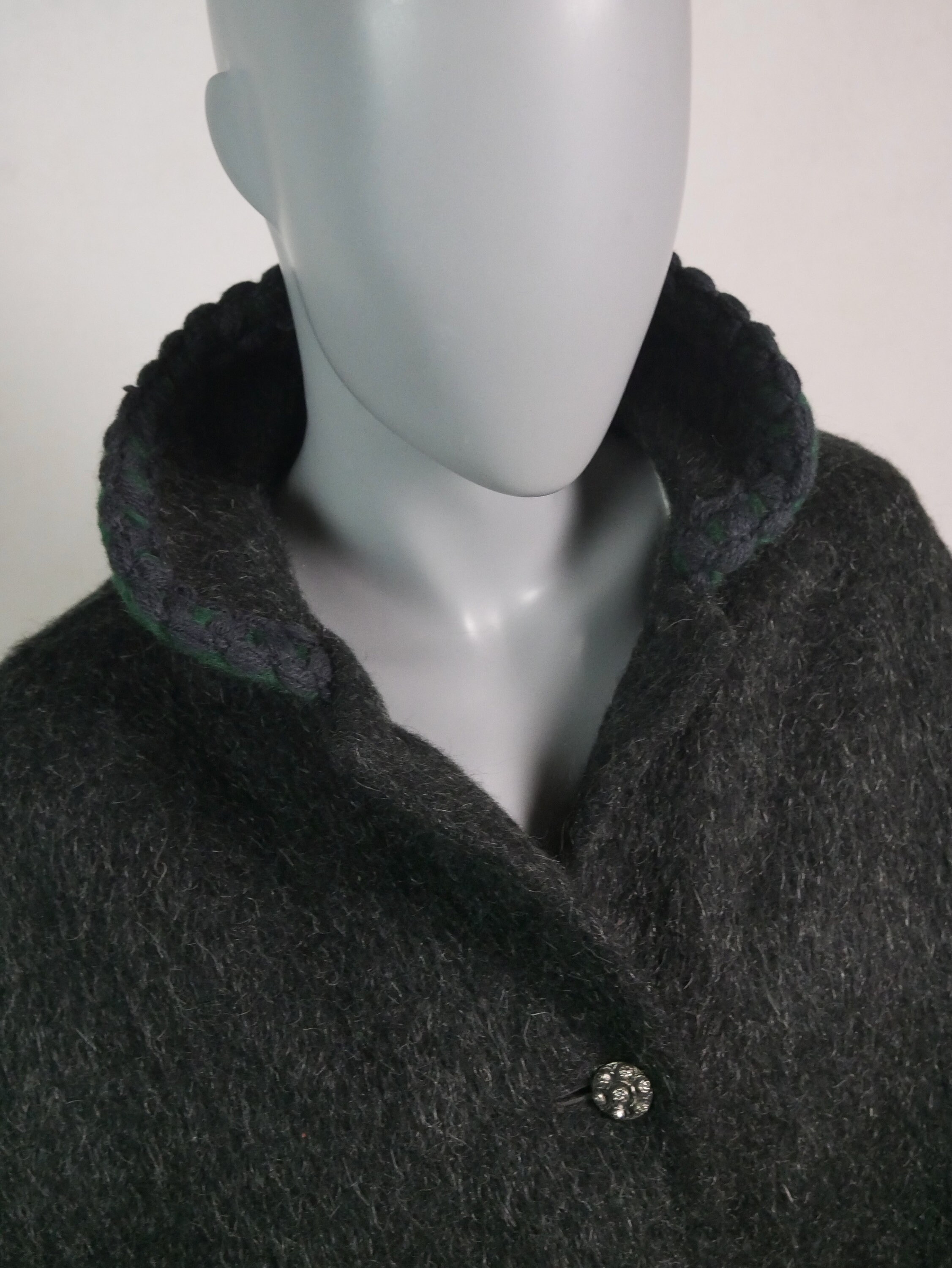 Cape Coat 1980s European Vintage Charcoal Gray Wool and - Etsy
