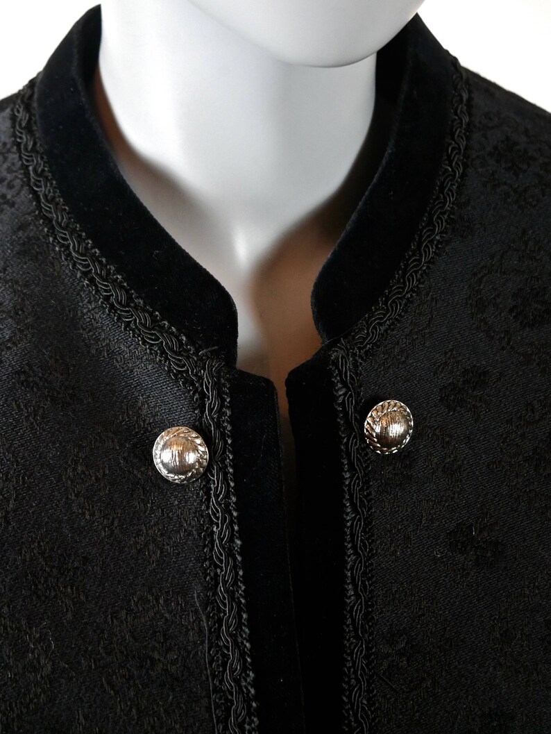 German Vintage Trachten Blazer Black-on-black Wool Elegant - Etsy