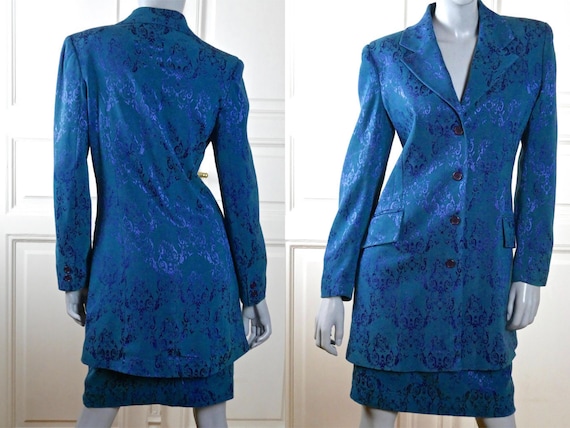 Turquoise Suit W Sapphire Blue Arabesque Floral Pattern - Etsy