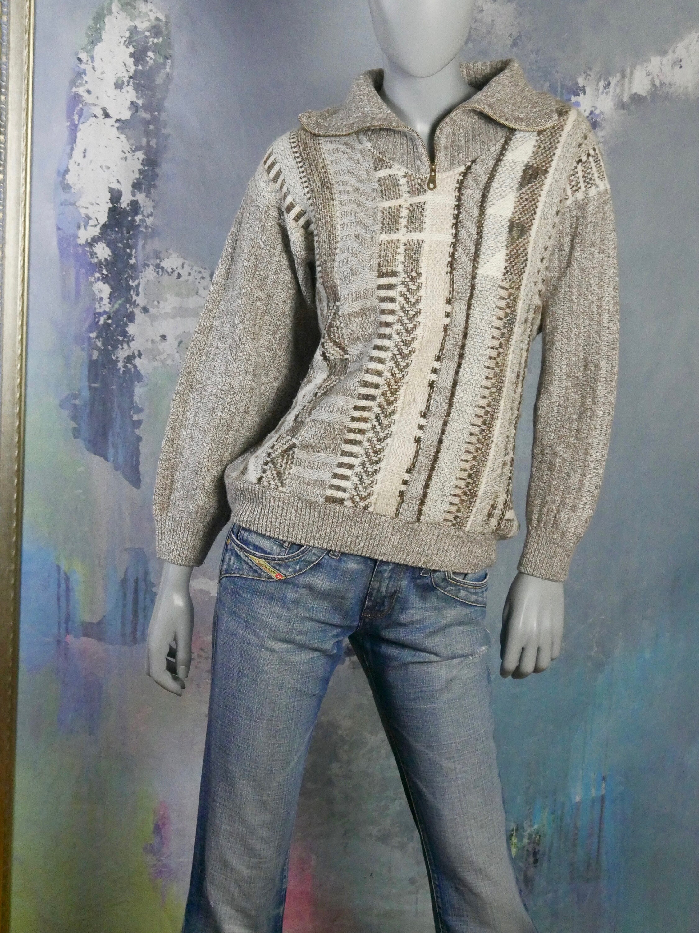 Turtleneck Sweater 1990s German Vintage Beige Light Brown - Etsy