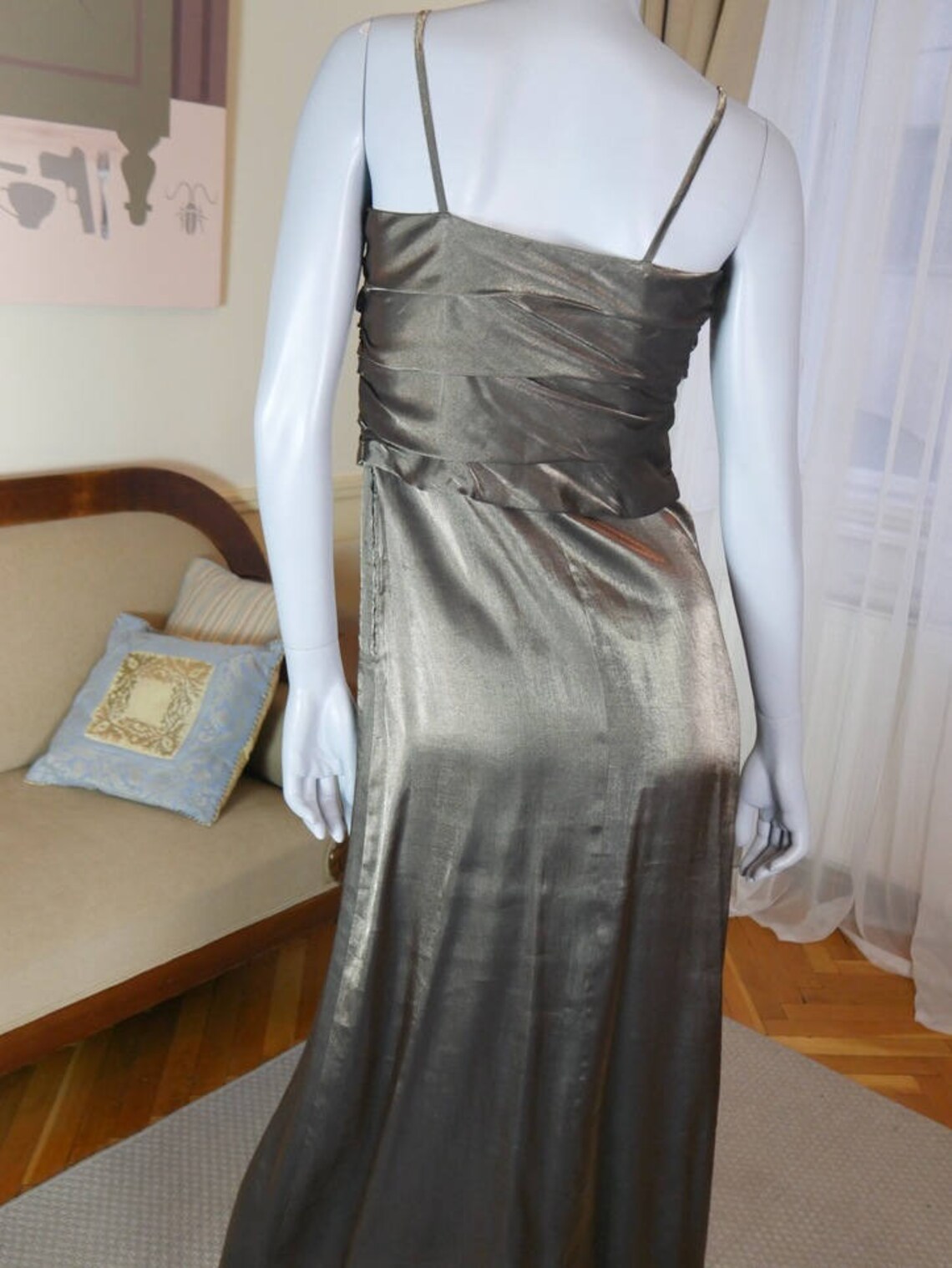 German Vintage Dark Gold Evening Dress Gold Evening Gown W - Etsy