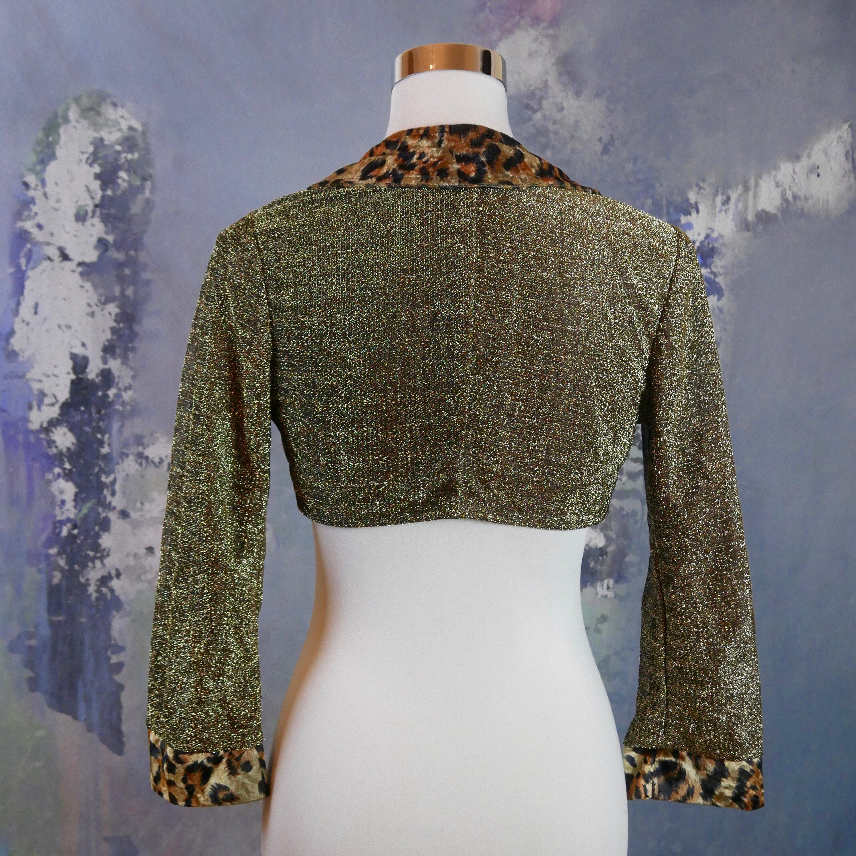 Metallic Gold Shrug With Leopard Print Velvet Shawl Collar and - Etsy ...