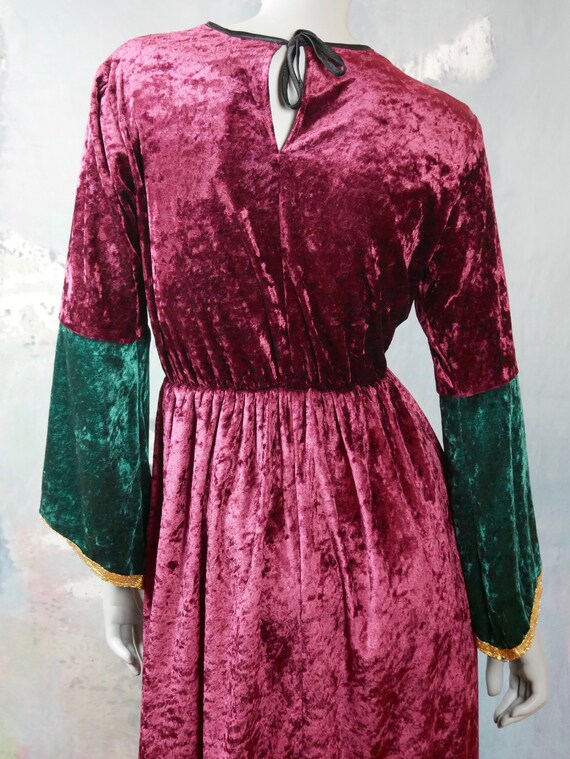 Velvet Renaissance Dress, Burgundy and Turquoise Gree… - Gem
